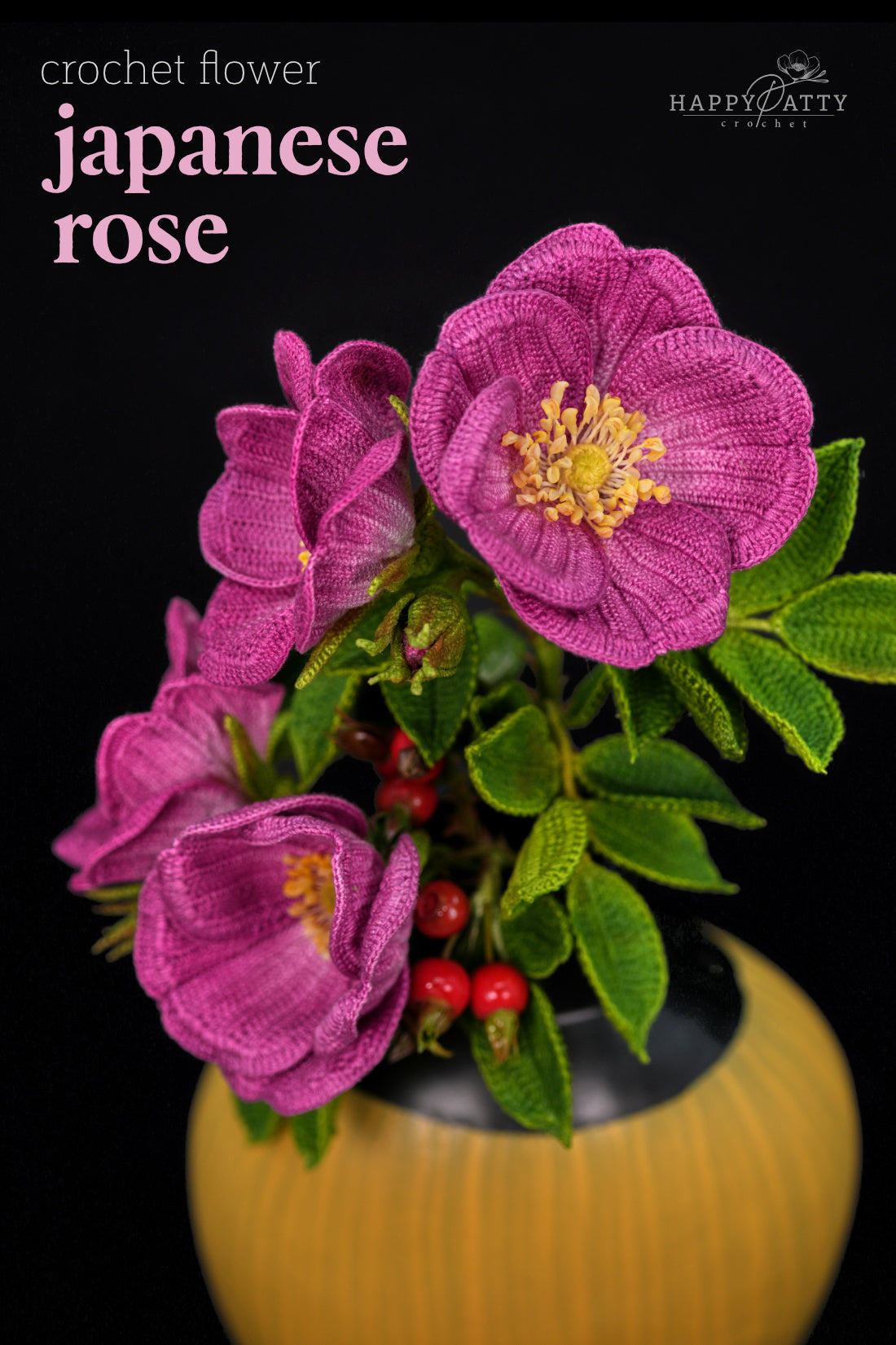 Realistic, Unique, Crochet Flower Patterns by Happy Patty Crochet