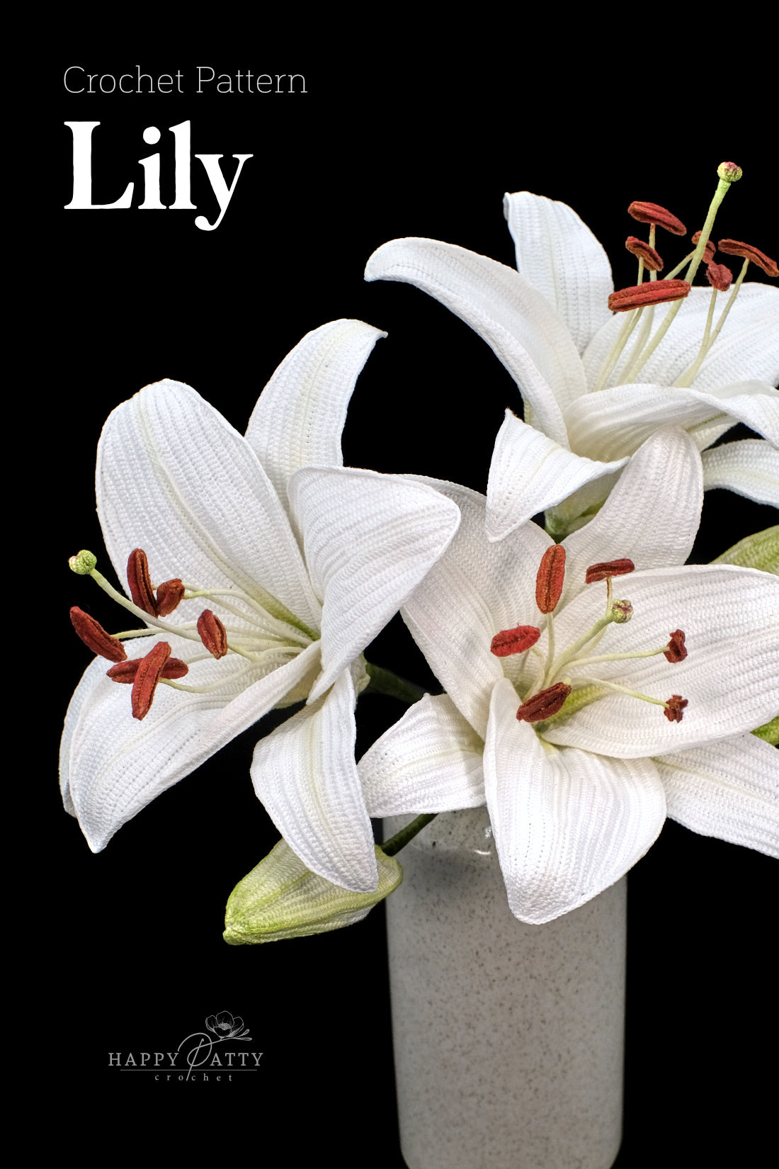 Realistic, Unique, Crochet Flower Patterns by Happy Patty Crochet