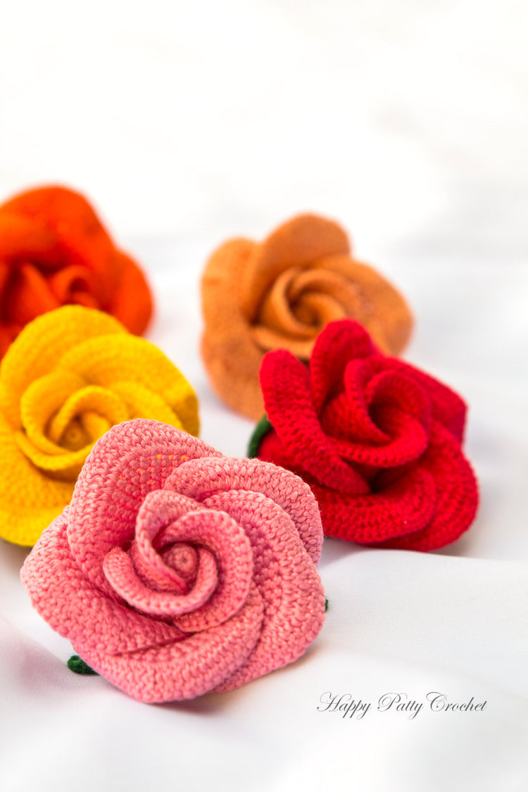 Crochet Vieng Ping Rose Applique Pattern by Happy Patty Crochet